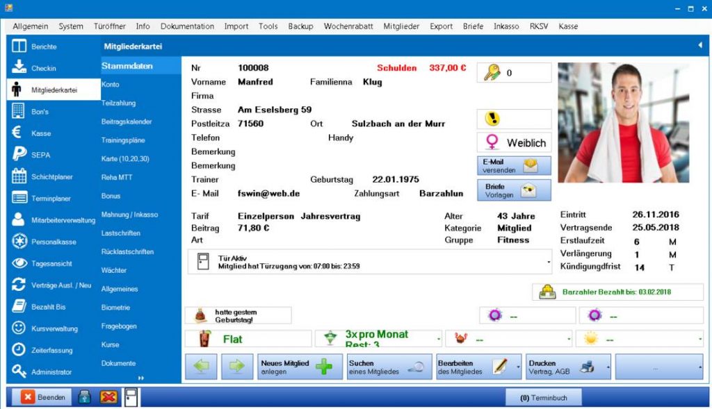 Mitgliederverwaltung Software mit Kursplaner Software.